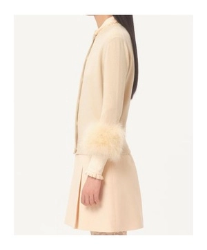 Valentino Garavani Feather-cuff Button-up Cardigan