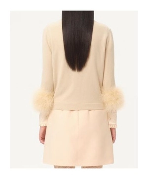 Valentino Garavani Feather-cuff Button-up Cardigan