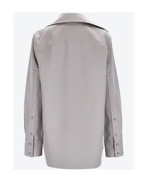 JIL SANDER Long-sleeved Shirt With V-neck And Lacing Detail - Gray