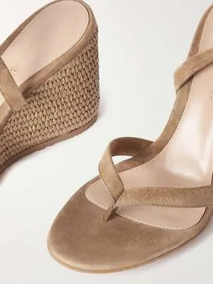 GIANVITO ROSSI Round Toe Wedge Sandals