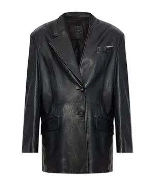 Attico Single Breasted Leather Blazer
