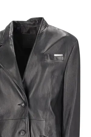 Attico Single Breasted Leather Blazer