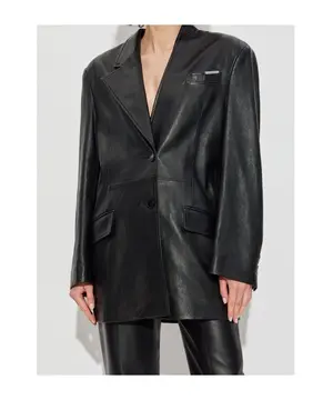 Attico Single Breasted Leather Blazer