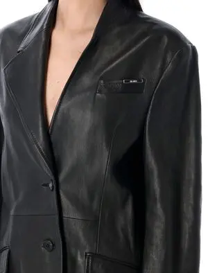 Attico Single Breasted Leather Blazer
