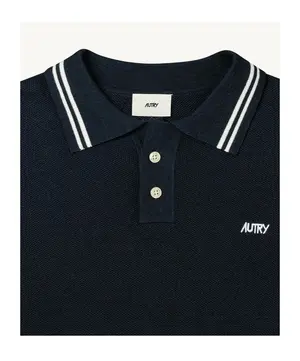 AUTRY Embroidered Long-sleeve Polo Shirt - Blue