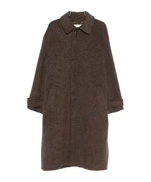 GOLDEN GOOSE Long Sleeved Brooch Detailed Coat - Brown