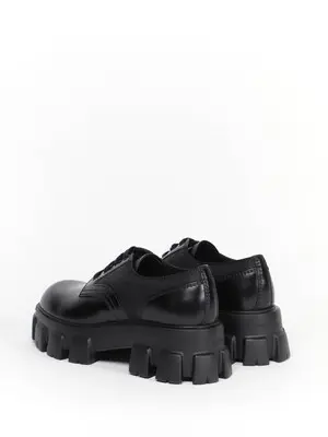 Prada Monolith Brushed Leather And Nylon Lace-up Shoes
