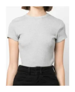 Isabel Marant Étoile Slim Fit Ribbed T-shirt With Embroidered Logo - White