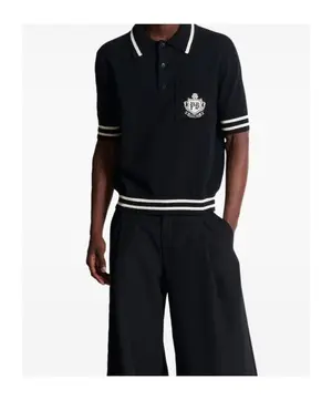 Balmain College Emblem Emb Cotton Knit Polo