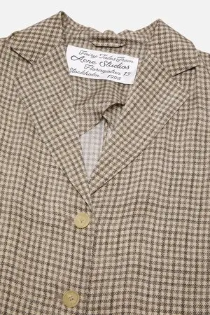 Acne Studios Checked Faux Fur Collar Jacket