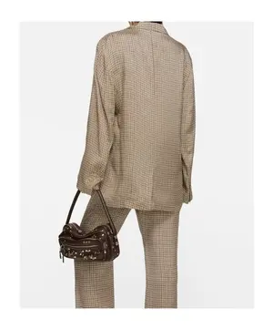 Acne Studios Checked Faux Fur Collar Jacket