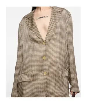 Acne Studios Checked Faux Fur Collar Jacket