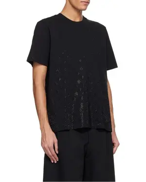 Casablanca Embellished Monogram Logo Short Sleeved T-shirt