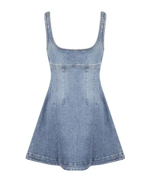 SELF-PORTRAIT Denim Corset Mini Dress - Blue