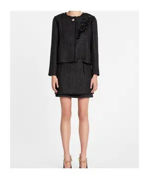 LANVIN Appliqué-detail Fringed Tweed Jacket