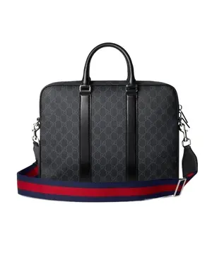 Gucci Gg Monogram Briefcase With Adjustable Shoulder Strap