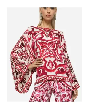 Dolce & Gabbana Majolica Print Crewneck Blouse