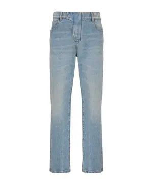 Balmain Straight-leg Belt-looped Jeans - Blue