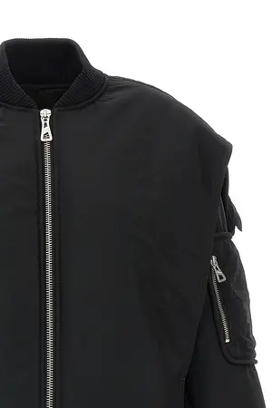 JEAN PAUL GAULTIER Cropped Bomber Jacket With Oversized Hood - Black