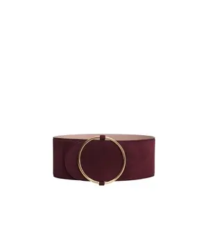 Alaïa Ring Buckle Suede Belt - Red
