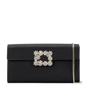 ROGER VIVIER Flower Buckle Crossbody Bag - Black