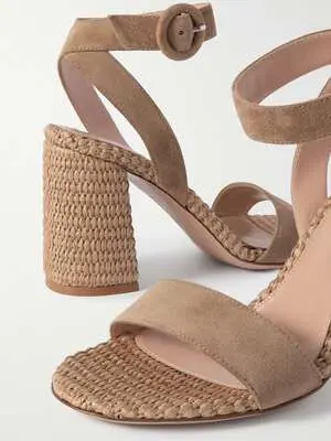 GIANVITO ROSSI Thick Heel Raffia High-heeled Sandals