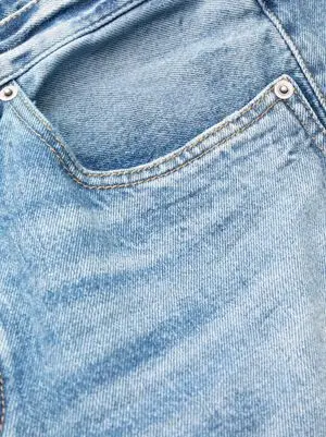 Saint Laurent Button Detailed Straight Leg Jeans - Light Blue