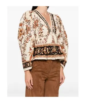 Farm Rio Majestic Garden Lace Puff Sleeve Blouse