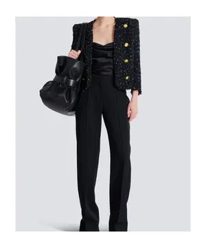 Balmain Polka-dot Tweed Cropped 8-button Jacket