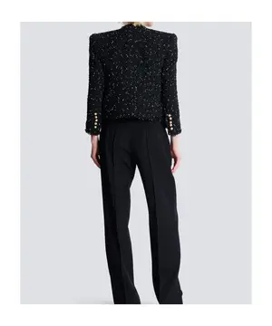Balmain Polka-dot Tweed Cropped 8-button Jacket