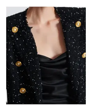 Balmain Polka-dot Tweed Cropped 8-button Jacket