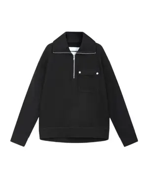 JIL SANDER Zip Front Felted Sweatshirt