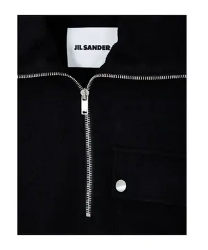 JIL SANDER Zip Front Felted Sweatshirt