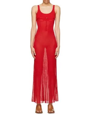 Jacquemus Belted Long Knit Dress - Red