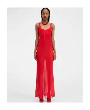Jacquemus Belted Long Knit Dress - Red
