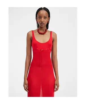 Jacquemus Belted Long Knit Dress - Red