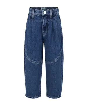 Kenzo Cotton Denim Trousers With Logo Patch