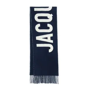 Jacquemus Fringe Logo Scarf - Navy