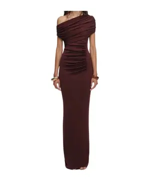 SELF-PORTRAIT Off-shoulder Ruched Midi Dress