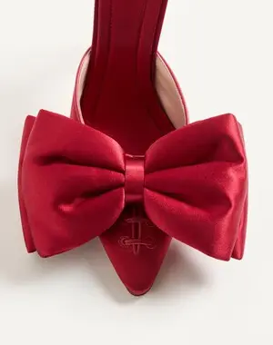 Valentino Garavani Yolande Satin Bow Detailed Mules - Red