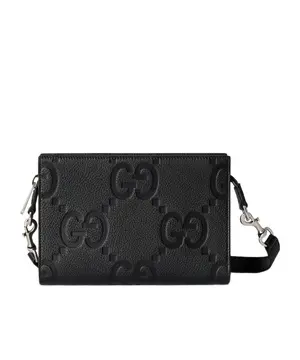 Gucci Jumbo Gg Embossed Shoulder Bag - Black