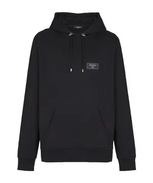 Balmain Logo Patch Drawstring Hoodie