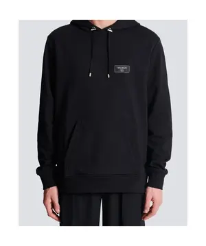 Balmain Logo Patch Drawstring Hoodie