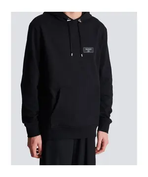 Balmain Logo Patch Drawstring Hoodie