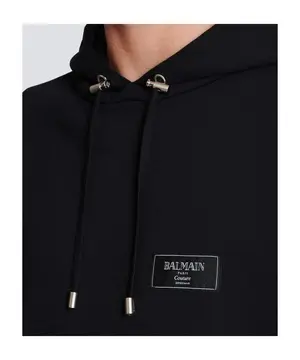 Balmain Logo Patch Drawstring Hoodie