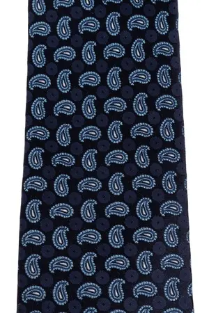 Etro Jacquard Paisley Neck Tie - Navy Blue
