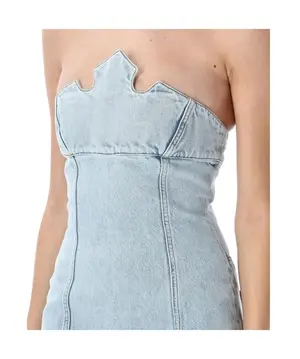Coperni Off-the-shoulder Denim Mini Dress