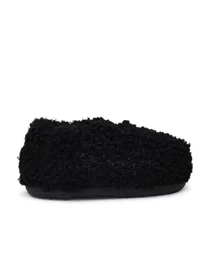 Moon Boot Faux Curly Slip-on Sandals - Black