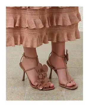 Zimmermann Floral Embellished Heeled Sandals - Biscuits
