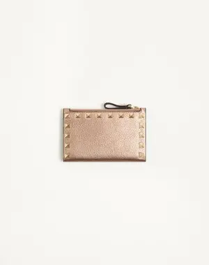 Valentino Garavani Rockstud Zip Detailed Wallet - Nude